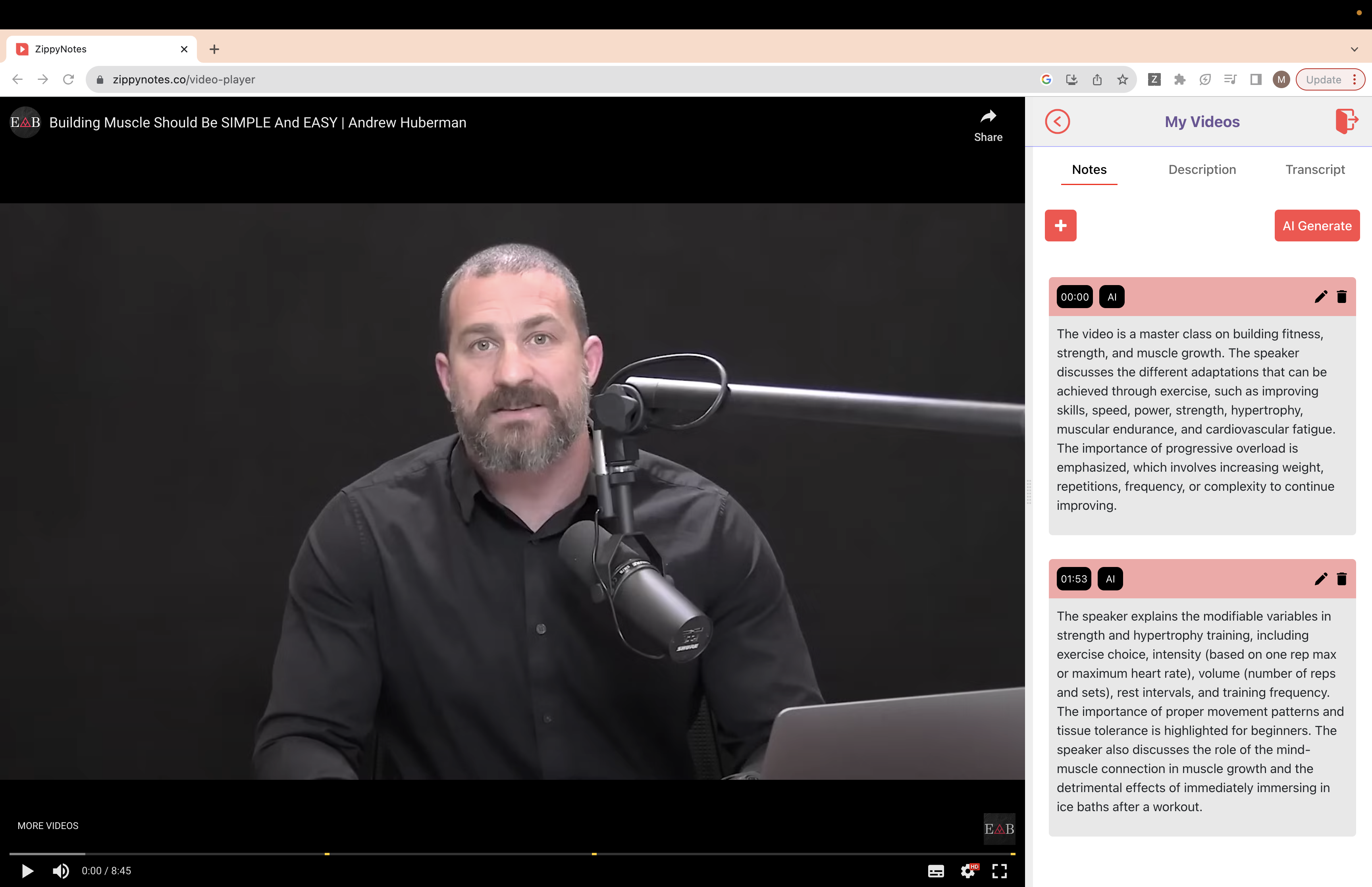 ZippyNotes - Take notes on YouTube videos